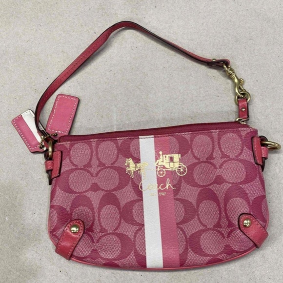 Coach | Bags | Coach Fuchsia Signature Faux Leather Small Domed Satchel ...